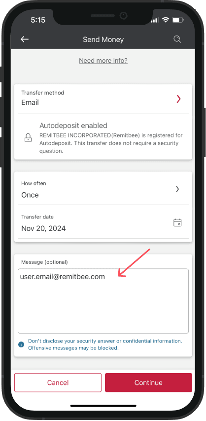 How to add e transfer to CIBC | Remitbee Help Center